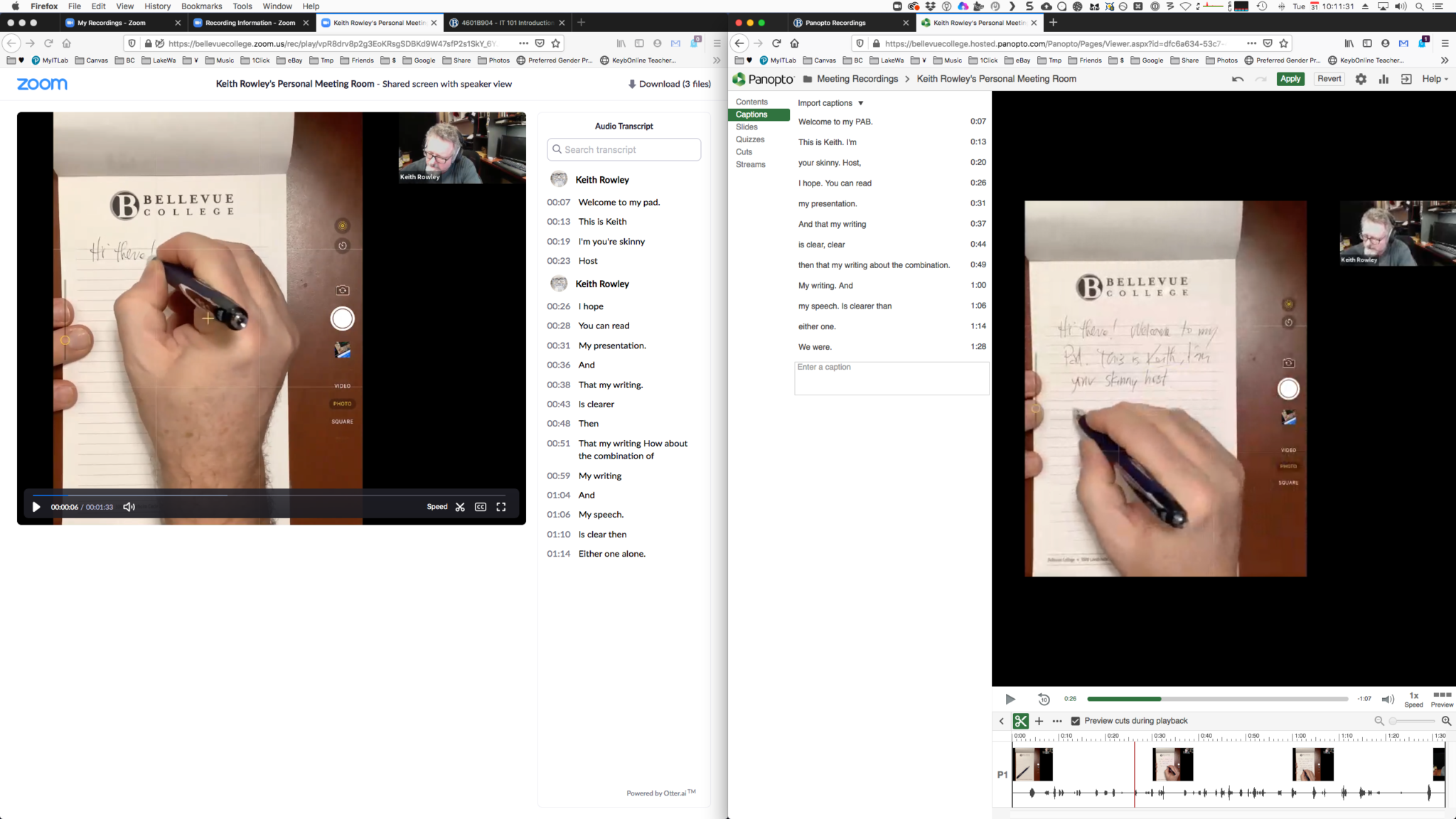 Zoom Document Camera-to-Panopto Test Recording | Bascule & Ergates